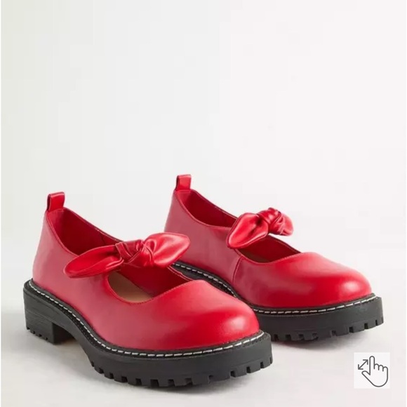 torrid | Shoes | Torrid Red Mary Jane Bow Lugsole Flat Ww | Poshmark